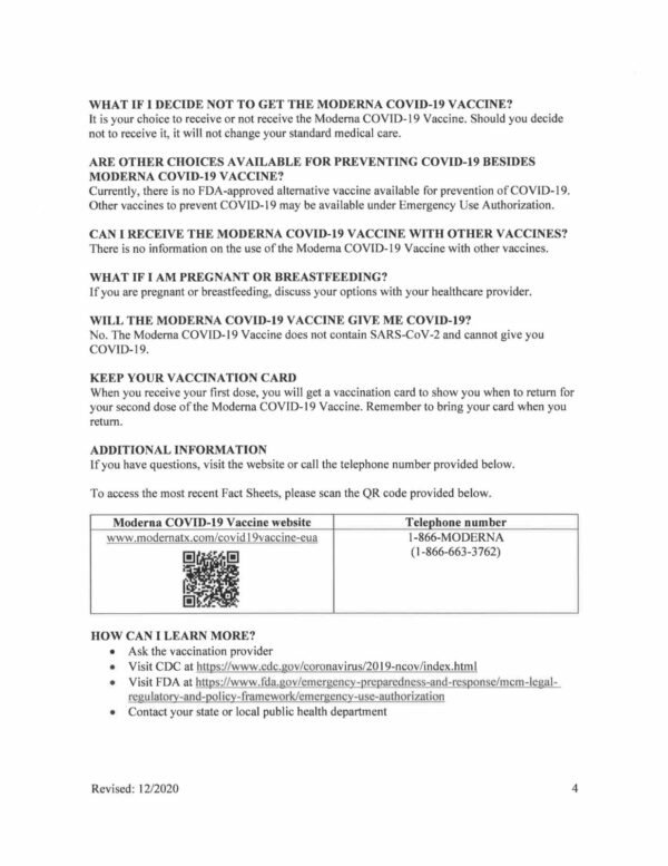 Moderna Fact Sheet for Recipients and Caregivers |Lakeview Methodist ...
